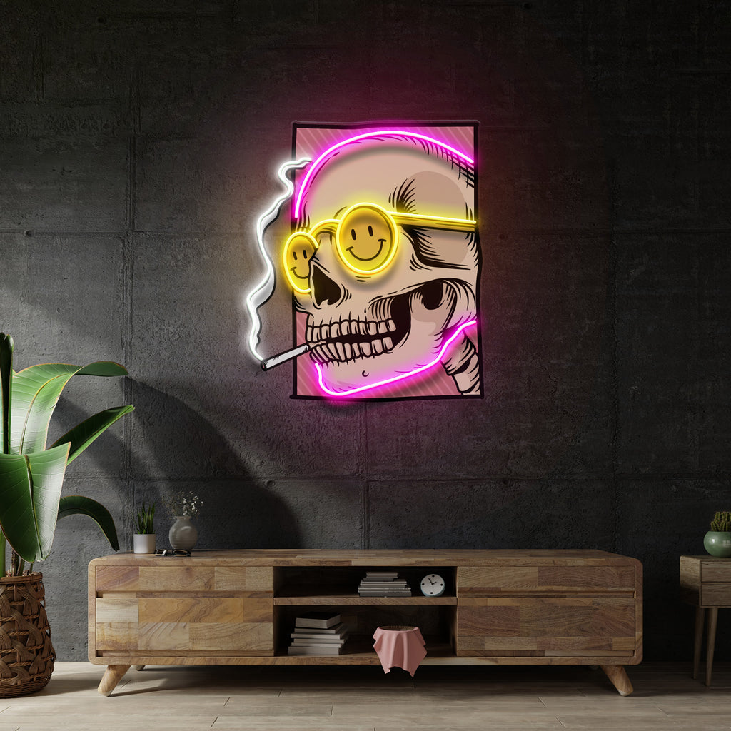Cigarette Skull LED Neon Sign Light Pop Art – NeonzaStudio